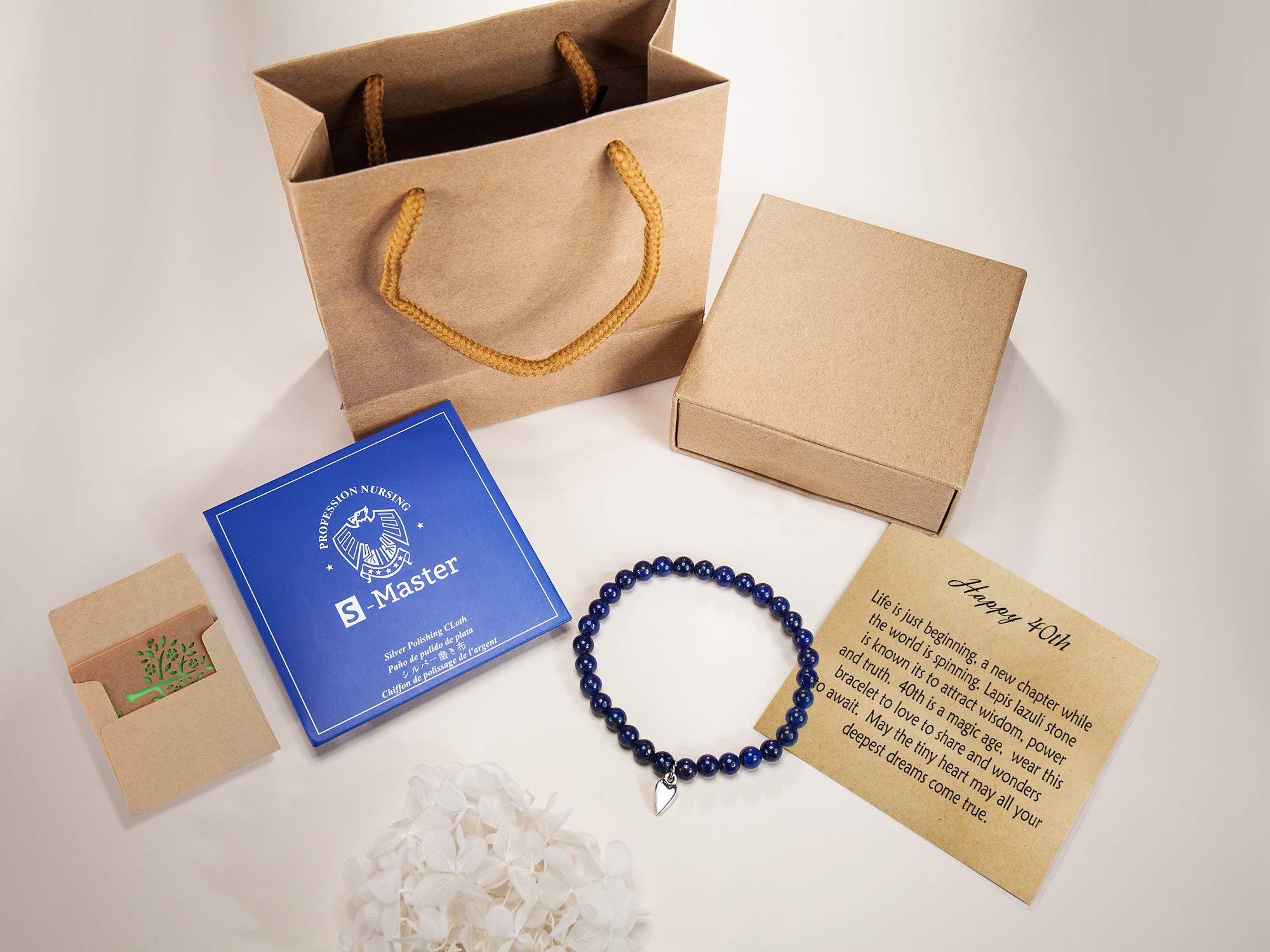 OFGOT7 40th Birthday Gifts for Women Turning 40 – Bead Bracelet with Message Card & Gift Box - Fortieth