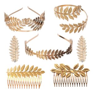 yallff greek roman laurel leaf bracelet armband golden laurel leaves crown tiara costume greek goddess headband hair comb bridal wedding headpiece hair accessories