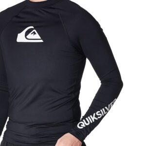 Quiksilver mens All Time Long Sleeve Rashguard Upf 50 Sun Protection Surf Rash Guard Shirt, Black, Medium US