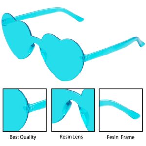 SIQUK 14 Pairs Rimless Heart Shape Sunglasses Frameless Heart Sunglass, 14 Color