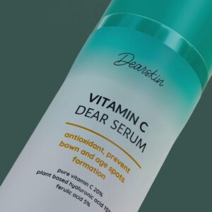 Dearskin Vitamin C Serum 20% - PURE L-ASCORBIC ACID, Ferulic Acid, Hyaluronic Acid Botanic, Vitamin E Organic Cruelty Free for Face and Neck Best Antioxidant, Treatment for Wrinkles, Men and Women