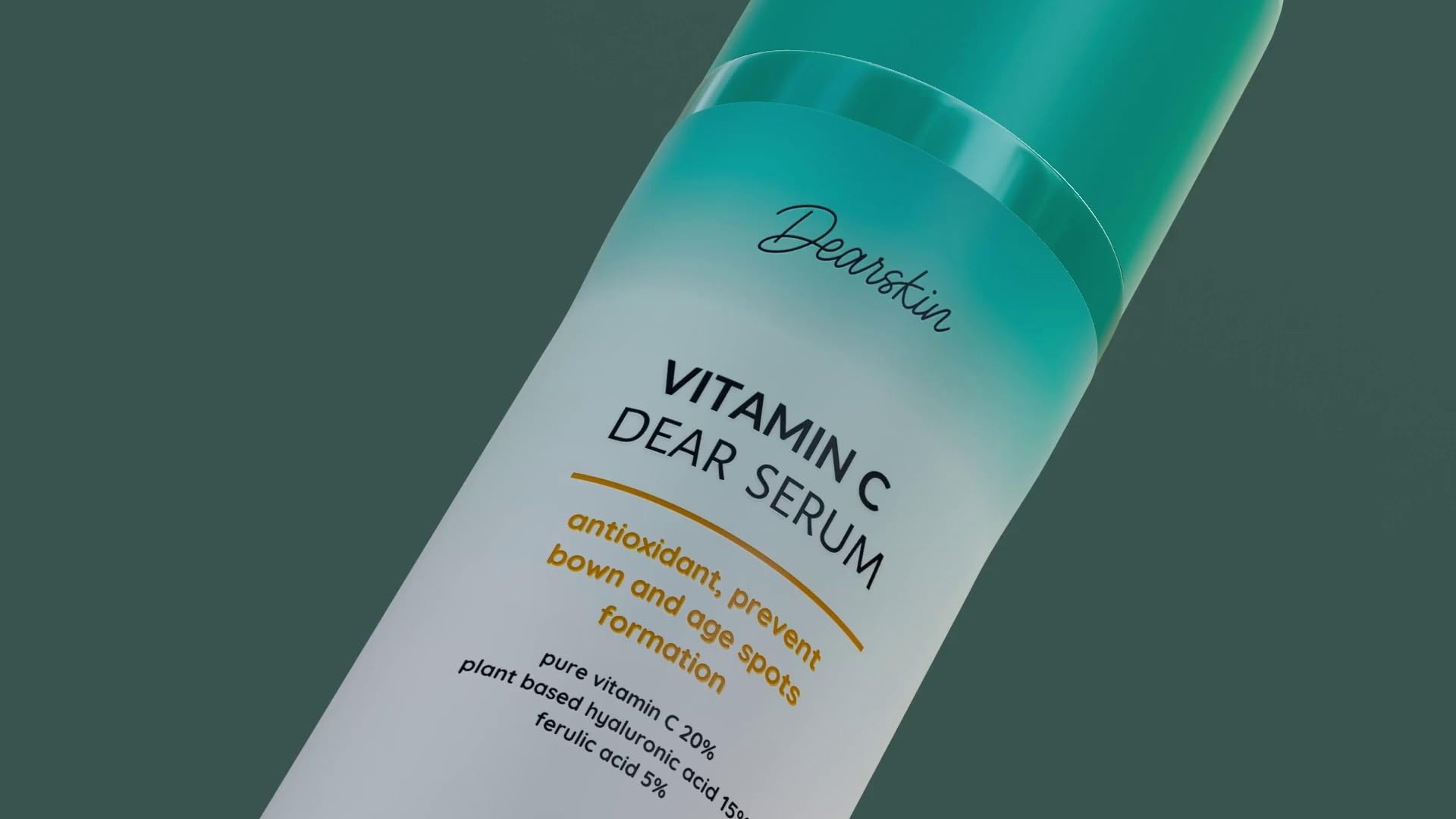 Dearskin Vitamin C Serum 20% - PURE L-ASCORBIC ACID, Ferulic Acid, Hyaluronic Acid Botanic, Vitamin E Organic Cruelty Free for Face and Neck Best Antioxidant, Treatment for Wrinkles, Men and Women