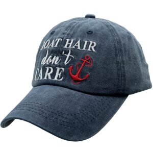 women's baseball cap boat hair don't care vintage distressed embroidered dad hat