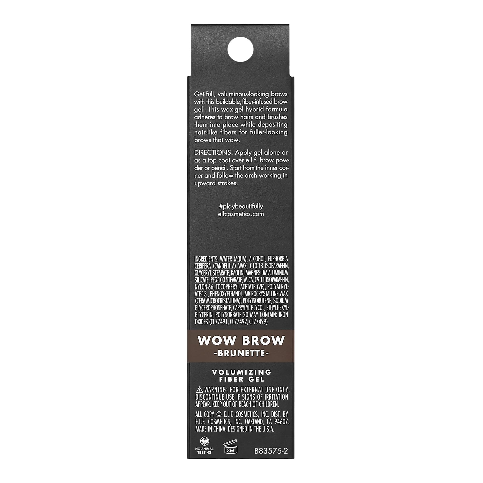 e.l.f. Wow Brow Gel, Volumizing, Buildable, Wax-Gel Hybrid, Creates Full, Voluminous-Looking Brows, Locks Brow Hairs In Place, Brunette, Fiber-Infused, 0.12 Oz