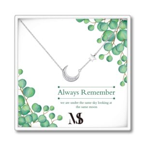 soulmeet moon necklace gifts for birthday long distance relationships, sterling silver cubic zirconia women dainty jewelry gifts for mother's day christmas friendship