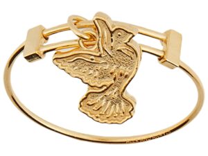 alex and ani women's expandable wire ring dove, 14kt gold plated