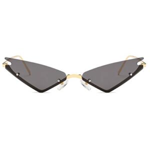 armear small cateye sunglasses futuristic rimless mirrored lens black 63mm