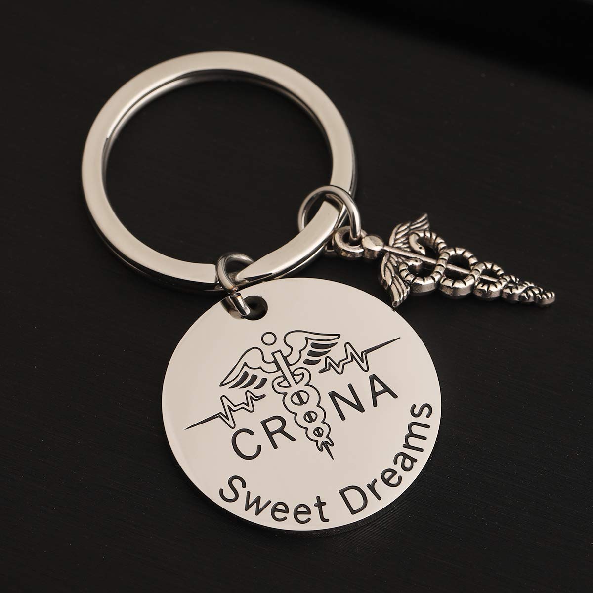 FOTAP Nurse Anesthetist Gift Sweet Dreams Keychain Thank You Gift for Anesthesiologist CRNA School Graduation Gift (CRNA dreams)