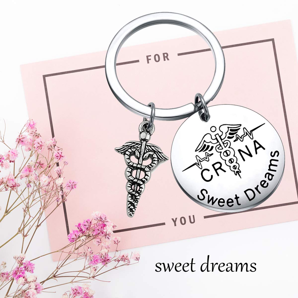 FOTAP Nurse Anesthetist Gift Sweet Dreams Keychain Thank You Gift for Anesthesiologist CRNA School Graduation Gift (CRNA dreams)