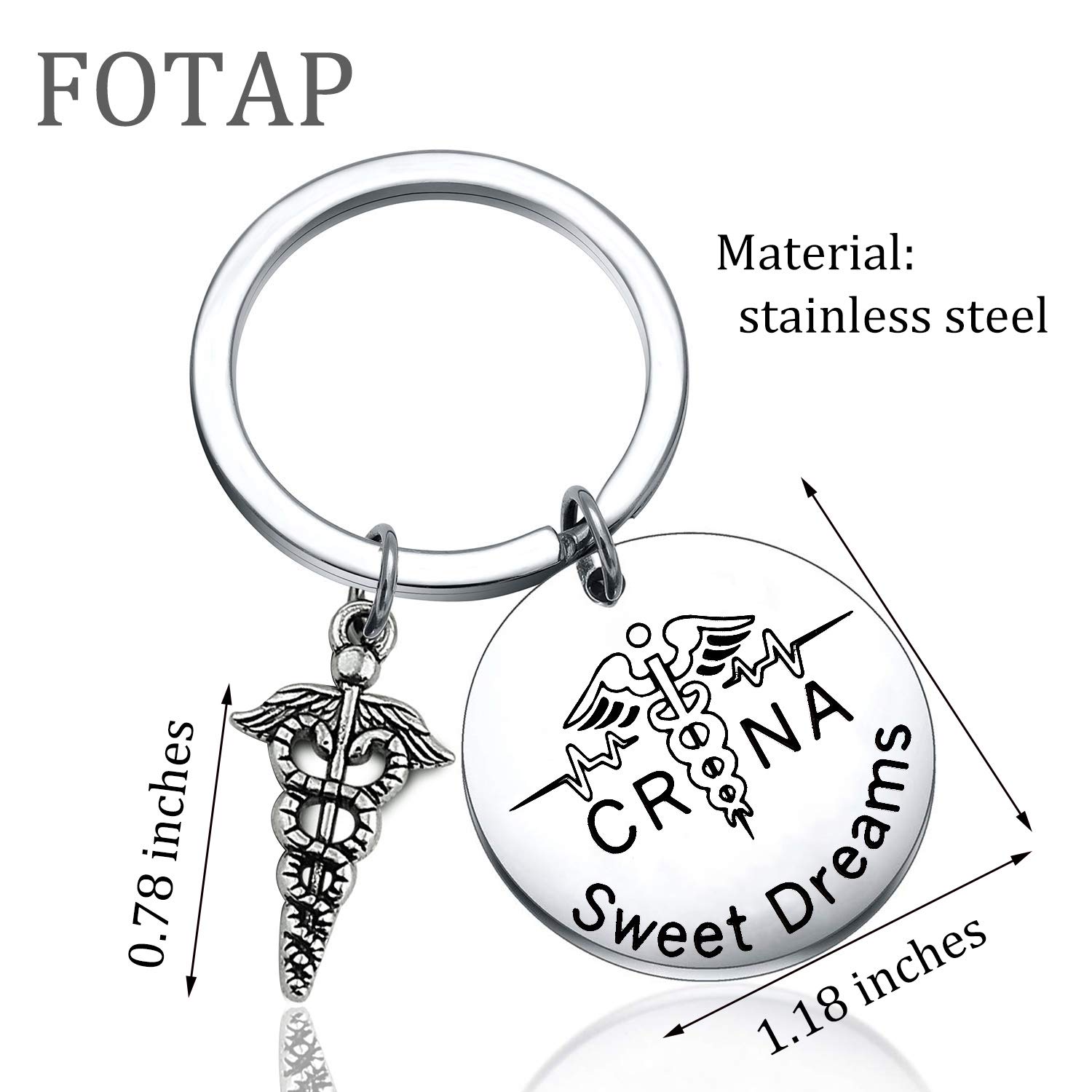 FOTAP Nurse Anesthetist Gift Sweet Dreams Keychain Thank You Gift for Anesthesiologist CRNA School Graduation Gift (CRNA dreams)