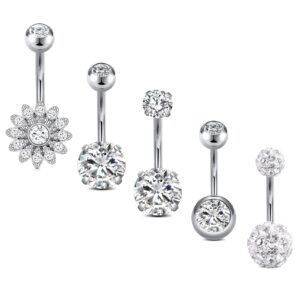 fectas belly button rings surgical steel for womennavel belly rings piercing ring jewelry pack kit 14g