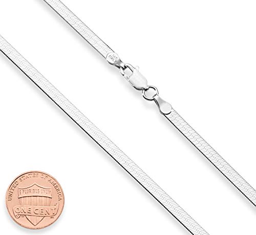 Miabella 925 Sterling Silver Italian Solid 3.5mm Flexible Flat Herringbone Chain Necklace for Women, Made in Italy (Length 16 Inches (women's choker length))