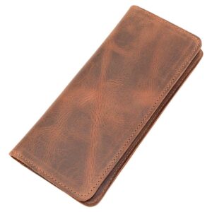 hide & drink, cell phone wallet handmade from full grain leather - bourbon brown