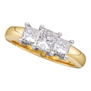 dazzlingrock collection 14kt yellow gold womens princess diamond 3-stone bridal wedding engagement ring 1.00 ctw