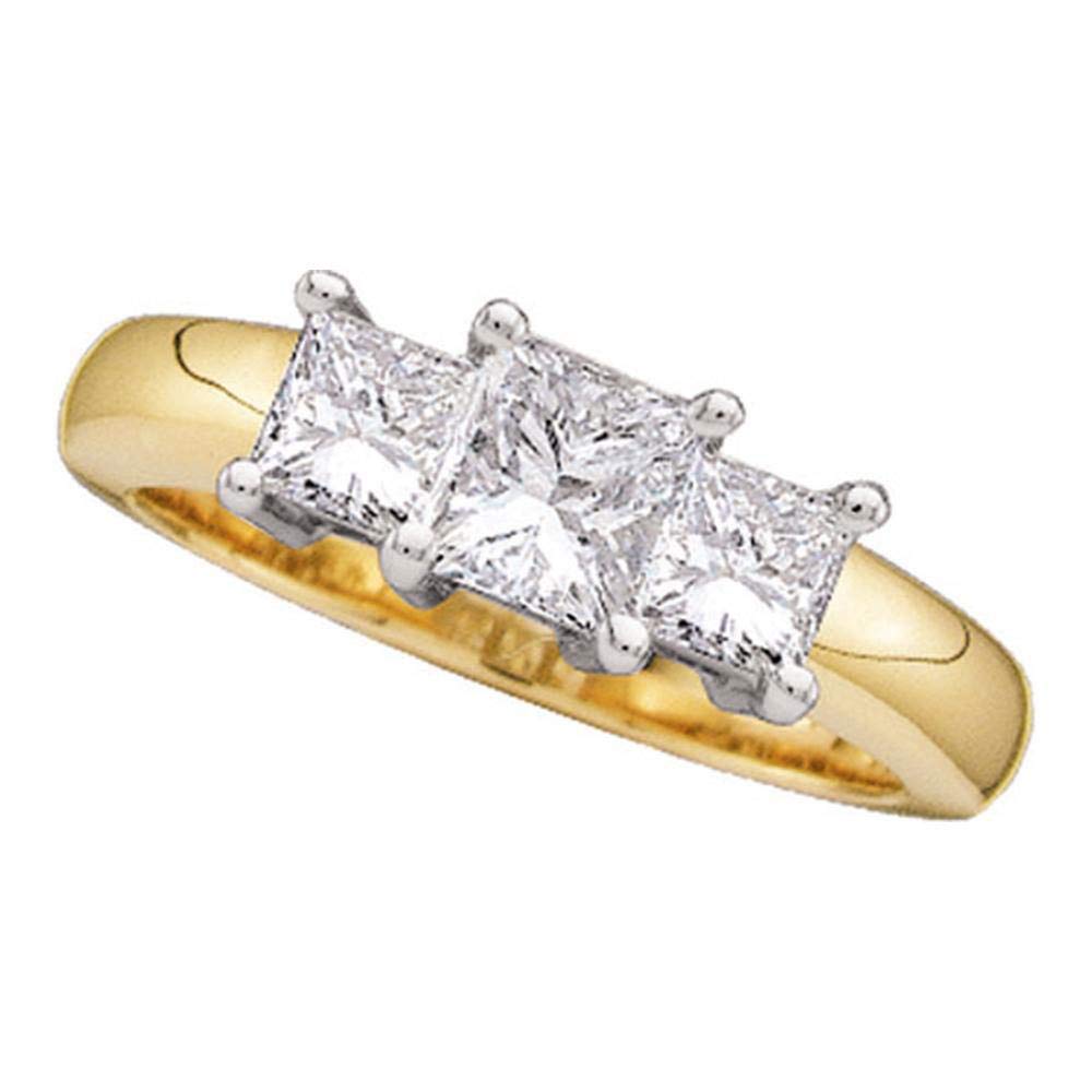 Dazzlingrock Collection 14kt Yellow Gold Womens Princess Diamond 3-stone Bridal Wedding Engagement Ring 1.00 ctw