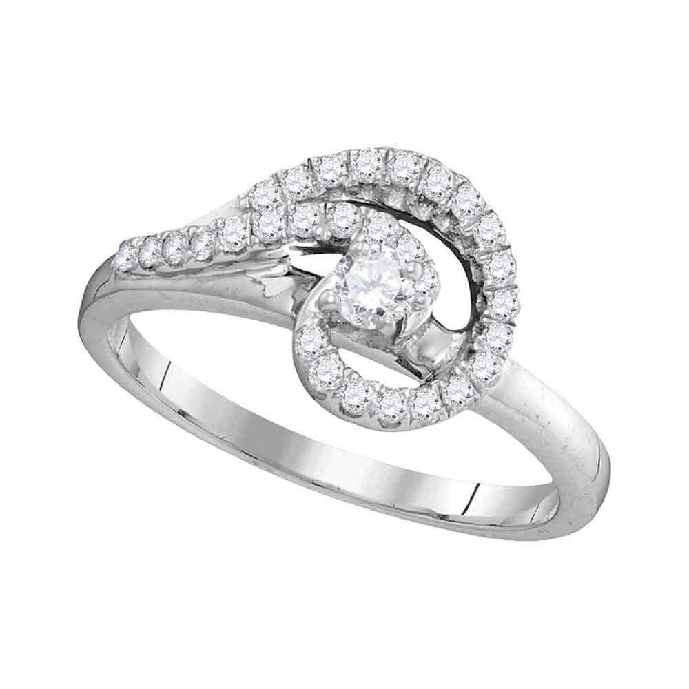 Dazzlingrock Collection 10kt White Gold Womens Round Diamond Round Bridal Wedding Engagement Ring 3/8 ctw