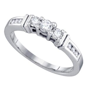 dazzlingrock collection 14kt white gold women's round diamond 3 stone engagement ring 1/3 ctw