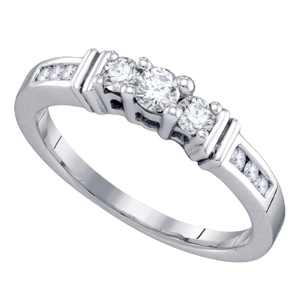 Dazzlingrock Collection 14kt White Gold Women's Round Diamond 3 Stone Engagement Ring 1/3 ctw