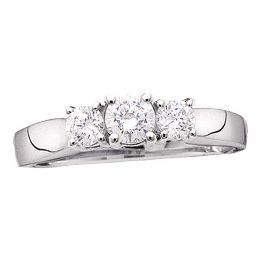 Dazzlingrock Collection 14kt White Gold Womens Round Diamond 3-stone Bridal Wedding Engagement Ring 1.00 ctw