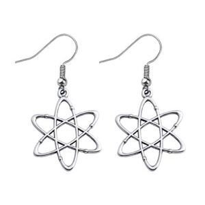 atom science symbol earrings chemistry scientist physicist chemist teacher gift science lovers jewelry gifts (silver)