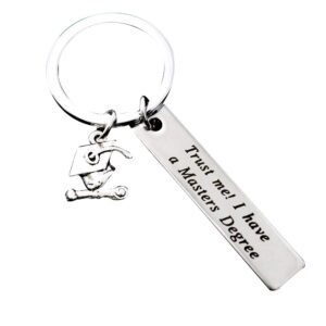 meiligo graduation gift jewelry college grad gift keychain trust me i have a masters degree keychain masters degree gift for her and him (masters degree keychain)