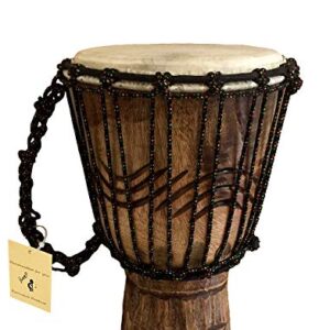 Djembe Drum Solid Wood Deep Carved Bongo Congo African Drum - 12" HIGH MED SIZE - Professional Quality - NOT MADE IN CHINA - JIVE BRAND (Dolphin)