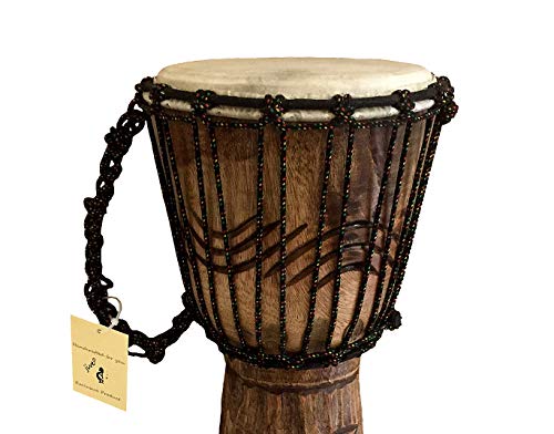 Djembe Drum Solid Wood Deep Carved Bongo Congo African Drum - 12" HIGH MED SIZE - Professional Quality - NOT MADE IN CHINA - JIVE BRAND (Dolphin)