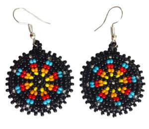 handmade cute seed beaded earrings 1.2 round (black)