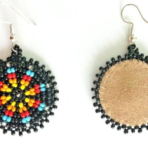 Handmade Cute Seed Beaded Earrings 1.2 Round (Black)