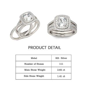 Jeulia Brilliant Classic Band Rings Sets for Women 925 Sterling Silver Fashion Ring Sets Wedding Engagement Anniversary Promise Ring Bridal Sets Jewelry (5.0(U.S))