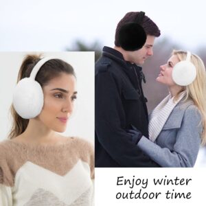 Simplicity White Ear Muffs For Women Winter Women's Earmuffs for Outdoor Snowboarding Walker Ear Protection Foldable Ear Covers Soft Warm Ear Warmers