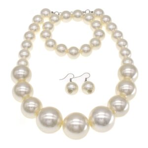 utop jnf hand made pearl statement necklace for women rhinestone multilayer crystal necklaces chunky pearl necklace large pearl necklace and earrings set for mother mom's gift