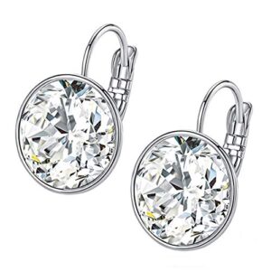 crystals elements bella drop earrings round for women 18k white gold plated hypoallergenic earrings jewelry white crystals