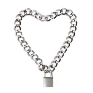 leweceeo lover heart padlock necklace metal padlock collar choker for men women with lock and key