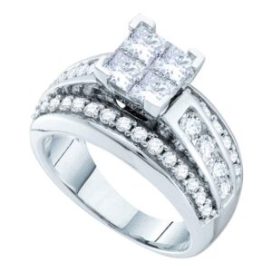 dazzlingrock collection 14kt white gold womens princess diamond elevated cluster bridal wedding engagement ring 2.00 ctw