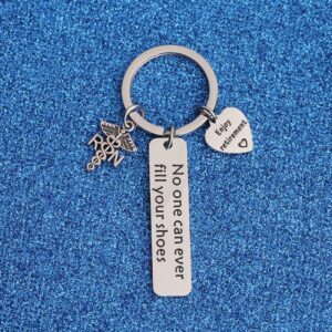 WUSUANED Registered Nurse Retirement Keychain Nurses Week Gifts No One Can Ever Fill Your Shoes Nursing Graduation Gift for Nurse Practitioner 2023