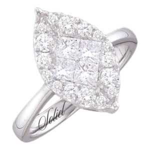 dazzlingrock collection 14kt white gold womens princess diamond soleil cluster bridal wedding engagement ring 1/4 ctw