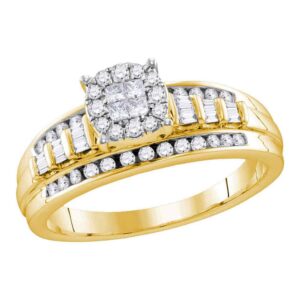 dazzlingrock collection 10kt yellow gold womens princess round diamond cluster bridal wedding engagement ring 1/2 ctw