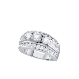 dazzlingrock collection 14kt white gold womens round diamond 3-stone bridal wedding engagement ring 2.00 ctw