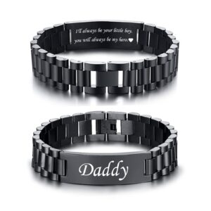 vnox gifts for dad from son - masculine stainless steel link bracelet personalized dad jewelry gift for daddy papa,fathers day birthday gifts from son