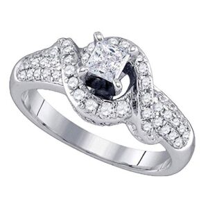 dazzlingrock collection 14kt white gold womens princess diamond solitaire swirl bridal wedding engagement ring 7/8 ctw