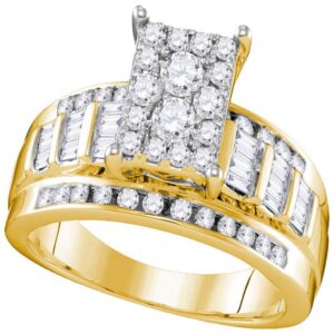 dazzlingrock collection 10kt yellow gold womens round diamond rectangle cluster bridal wedding engagement ring 7/8 ctw