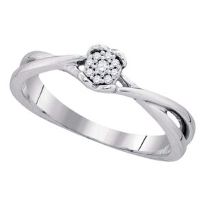 dazzlingrock collection sterling silver women's round diamond cluster engagement ring 1/12 ctw