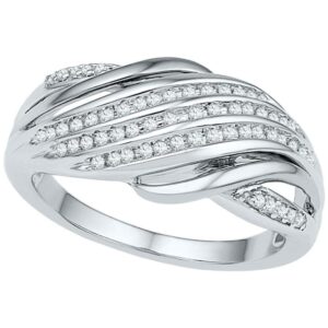 dazzlingrock collection 10kt white gold womens round diamond band ring 1/5 ctw