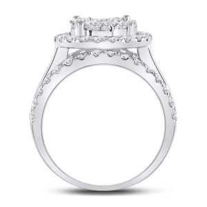 Dazzlingrock Collection 14kt White Gold Womens Round Diamond Cluster Bridal Wedding Engagement Ring 3.00 ctw