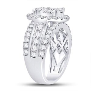 Dazzlingrock Collection 14kt White Gold Womens Round Diamond Cluster Bridal Wedding Engagement Ring 3.00 ctw