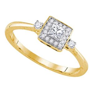 dazzlingrock collection 14kt yellow gold women's princess diamond solitaire engagement ring 1/4 ctw