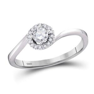 dazzlingrock collection 10kt white gold women's round diamond solitaire halo engagement ring 1/4 ctw