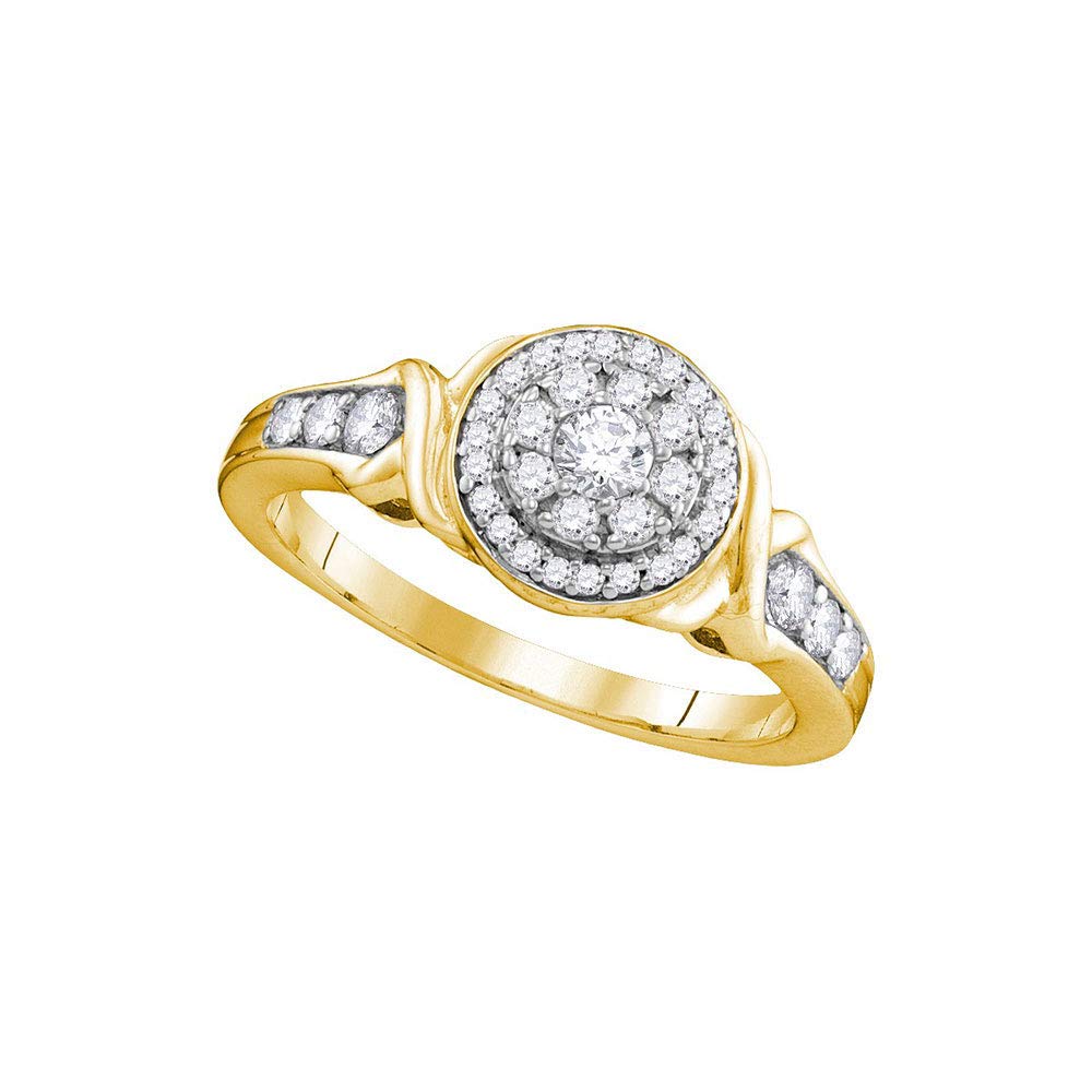 Dazzlingrock Collection 10k Yellow Gold Womens Round Diamond Halo Bridal Wedding Engagement Ring 1/2 ctw