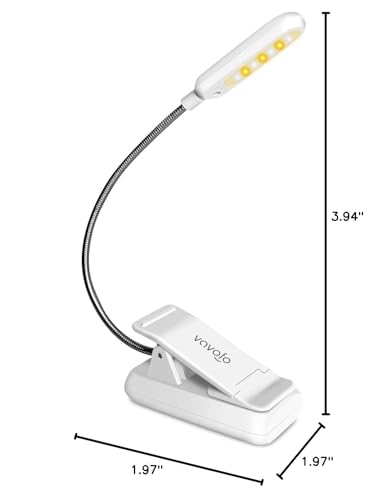 VAVOFO Clip On Book Light for Bed Kids, 7 LED Reading Light with 9-Level Warm Cool White Daylight, Eye Care Lamp with Power Indicator for Bookworms (White)